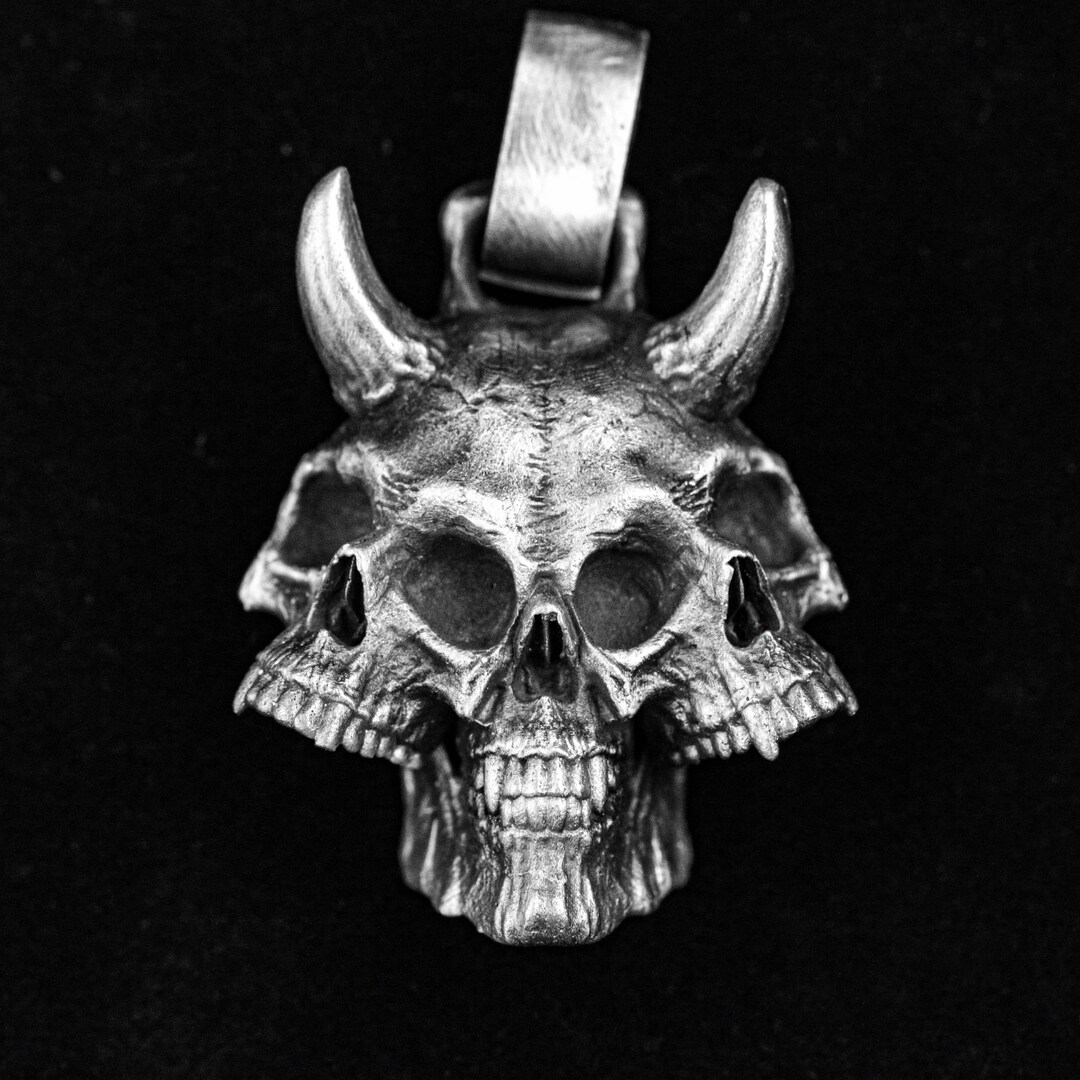 Three-headed Skull Pendant Necklace Soul Brand Gothic Artisan Jewelry ...