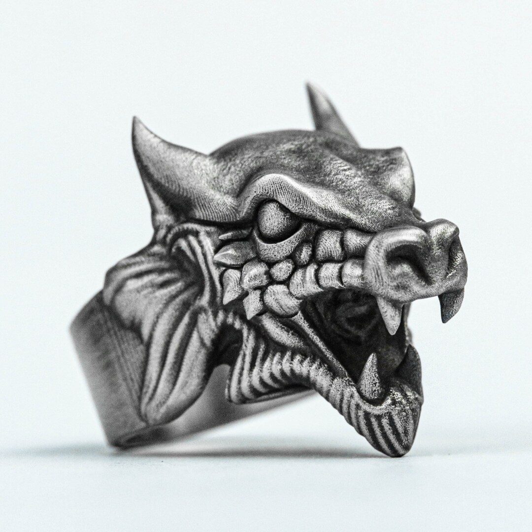 Handmade Tomb Beast Ring, 925 Silver Gargoyle Skull Jewelry - Etsy