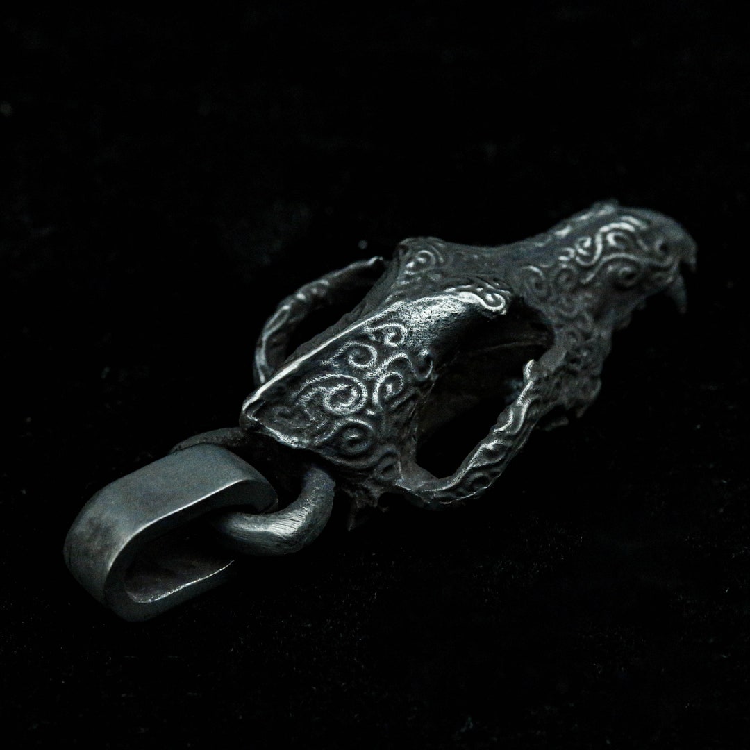 Gothic Wolf Skull Pendant: 925 Silver, Dark Totem Jewelry - Etsy