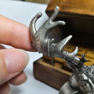 Majestic Great Horned Elk Ring Silver Elk Ring Gift Gothic Men's Ring ...
