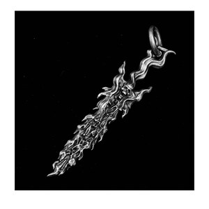 Handcrafted Flame Sword Pendant – 925 Silver Dragon Bone Necklace - Etsy
