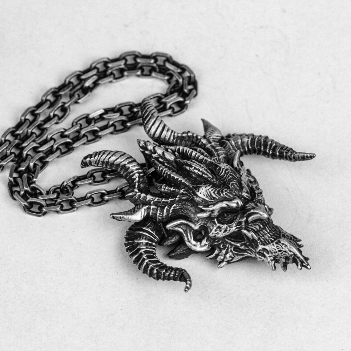 Elf Silver Necklace Hell Satan Brass Pendant Western Demon Men's and ...