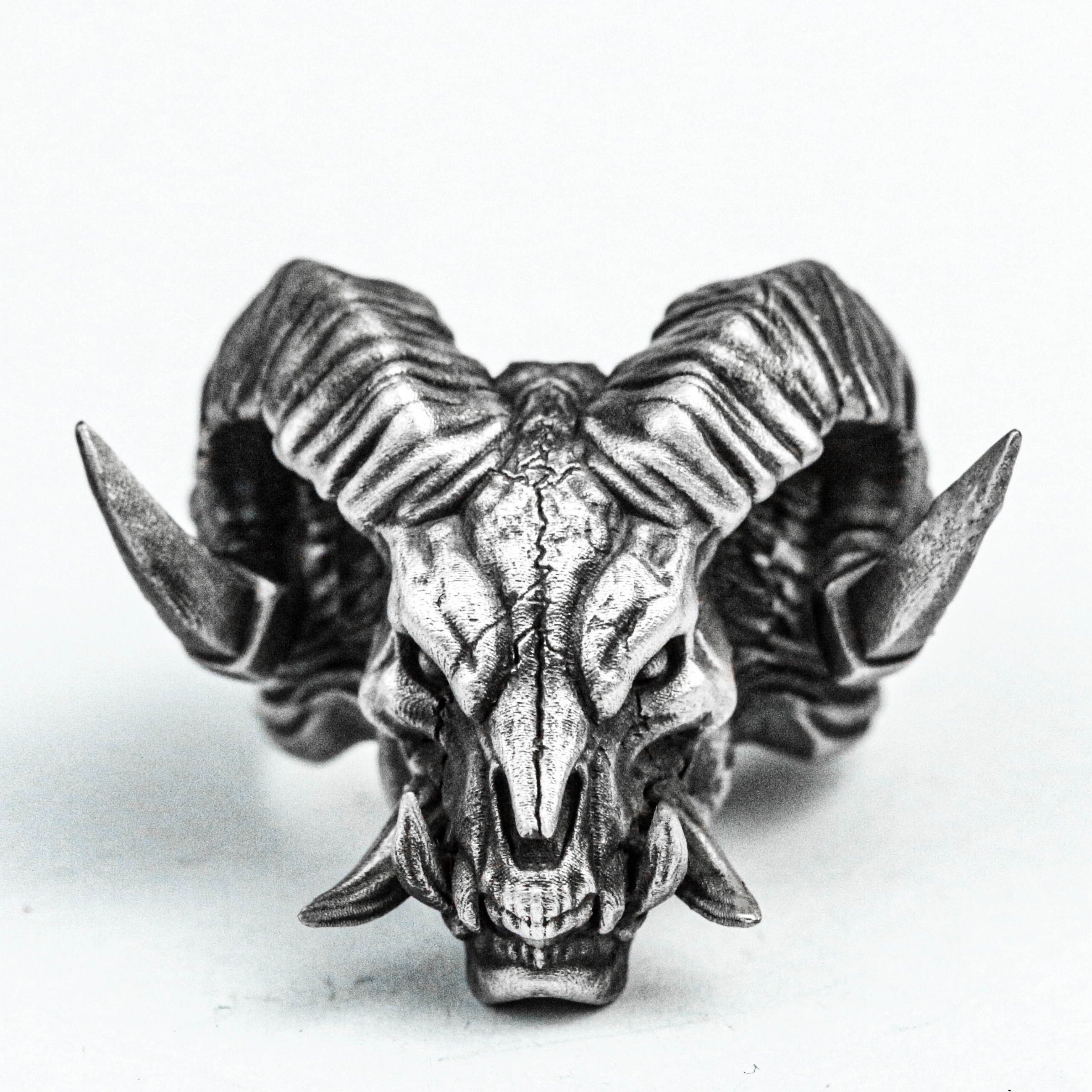 Handmade Sterling Silver Minotaur Skull Ring, Greek Mythology Ornament ...