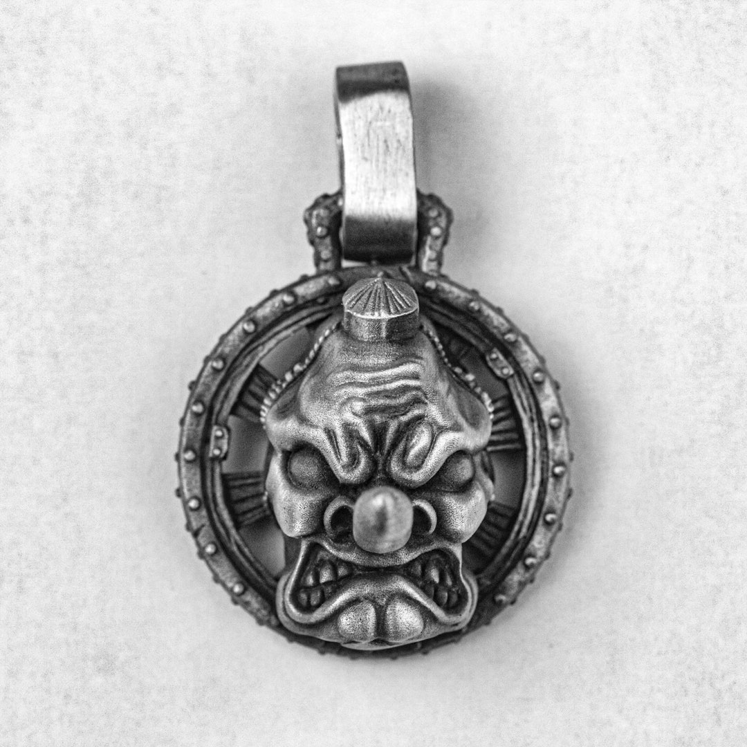 Tengu Necklace Pendant Coin Round Label Embossed Religious Jewelry High ...