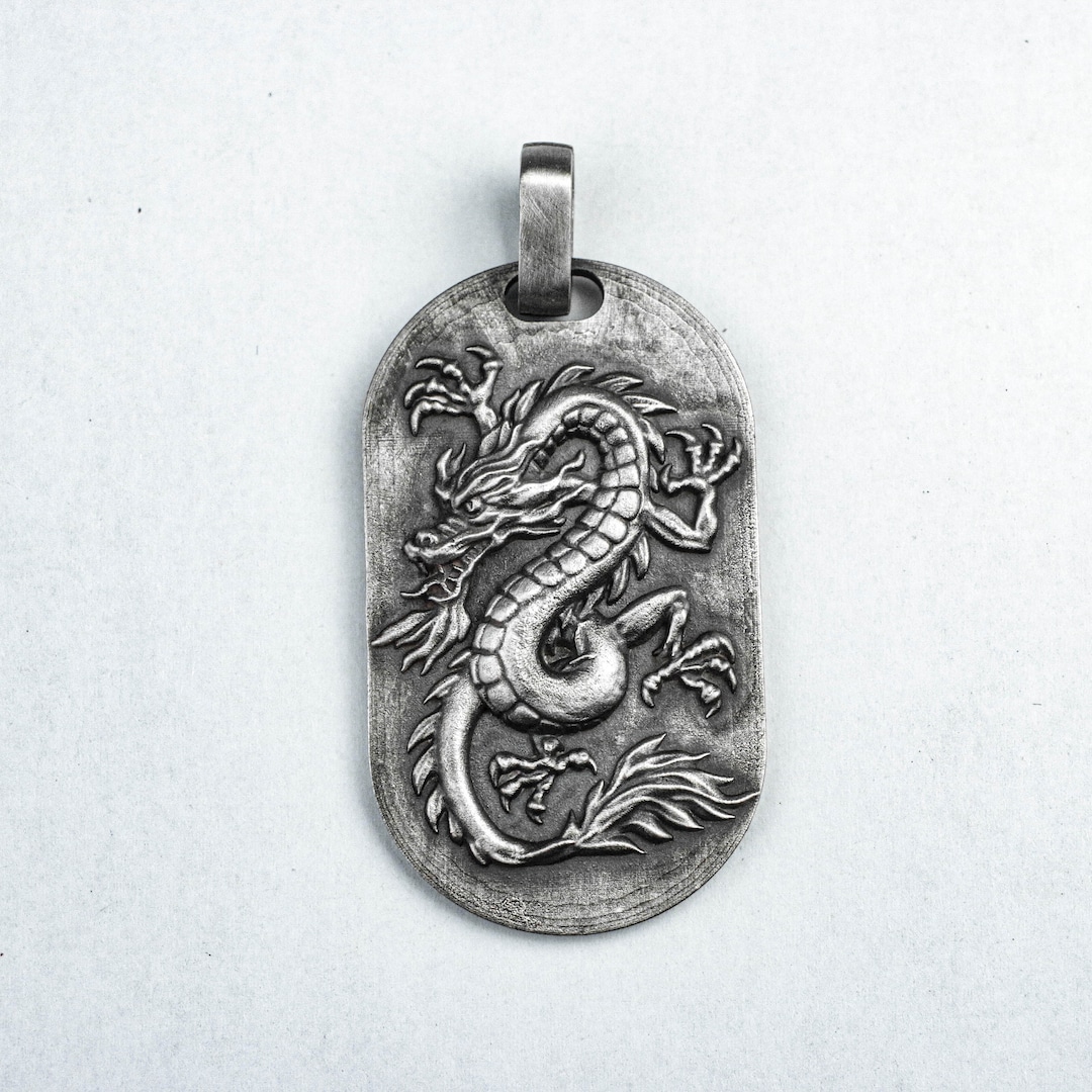 Chinese Style Carved Dragon Pendant Necklace Fantasy Dragon Jewelry ...