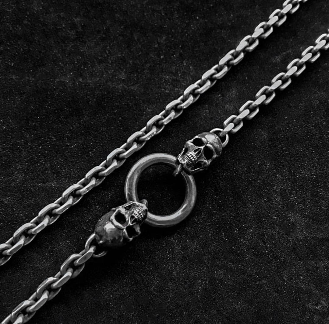 Sterling Silver Skull Pendant Necklace - Gothic Soul Chain, Boyfriend ...