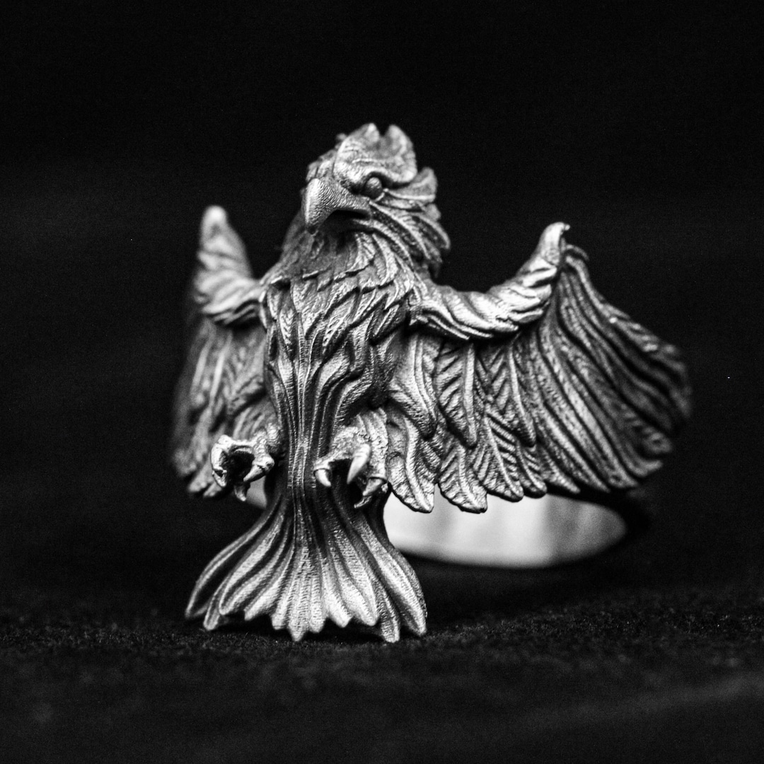 Eagle Silver Ring Eagle Strikes the Sky Ring Soaring Eagle - Etsy