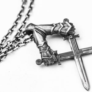 Catholic Holy Warrior Armor Crossed Arms Knife Cross 925 Sterling ...