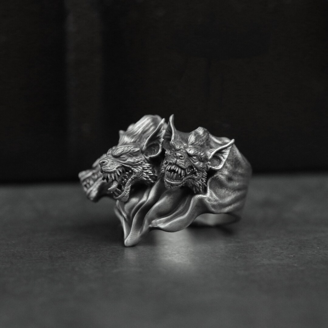 Three-headed Vicious Dog Ring-wolf Dog Ring-men's Gothic Ring-gothic ...