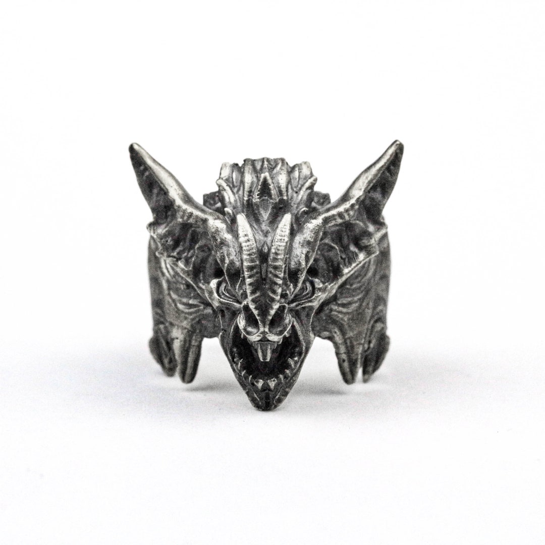 Mysterious Gargoyle Sculpture Ring Rakshasa Ring Bat Wing Ring 925 ...