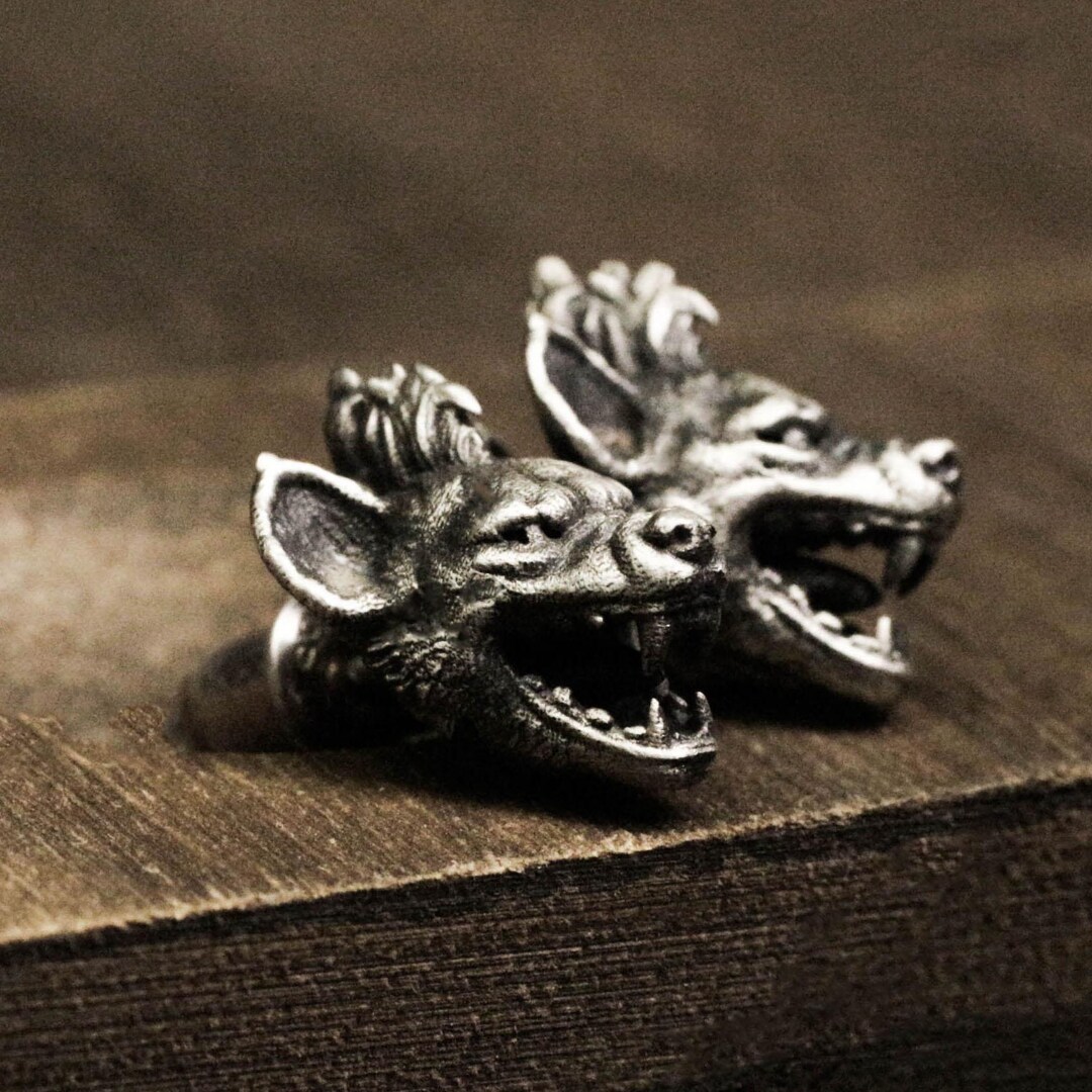 Sterling Silver Hyena Head Earrings, Animal Theme Jewelry - Etsy