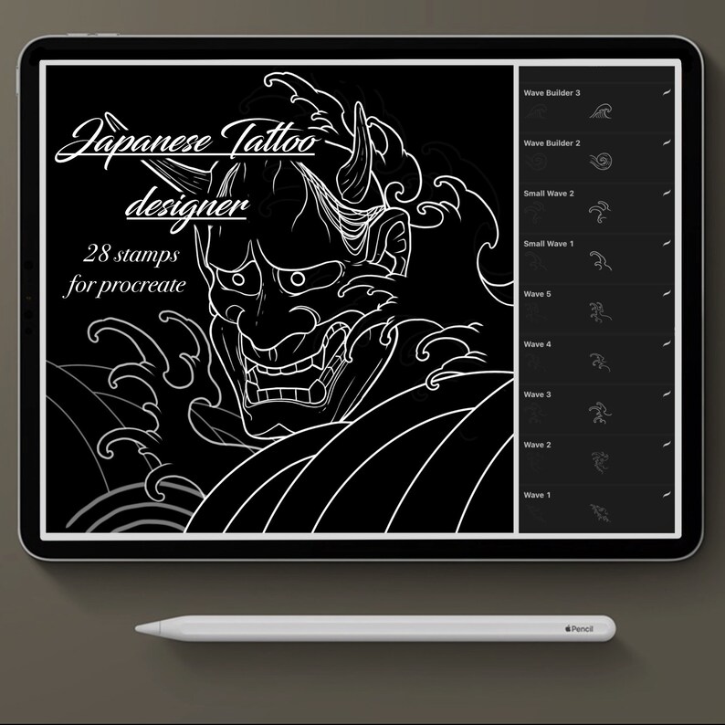 Procreate Brush Set japanese Tattoo Designer Stamps | Etsy