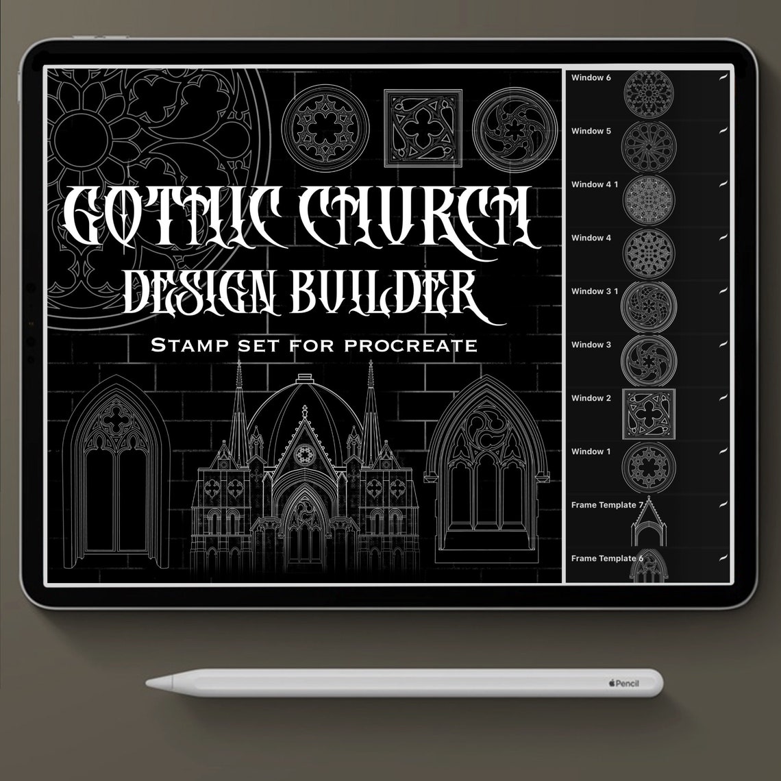 Procreate Tattoo, Gothic Church, Stamp Set for Procreate - Etsy