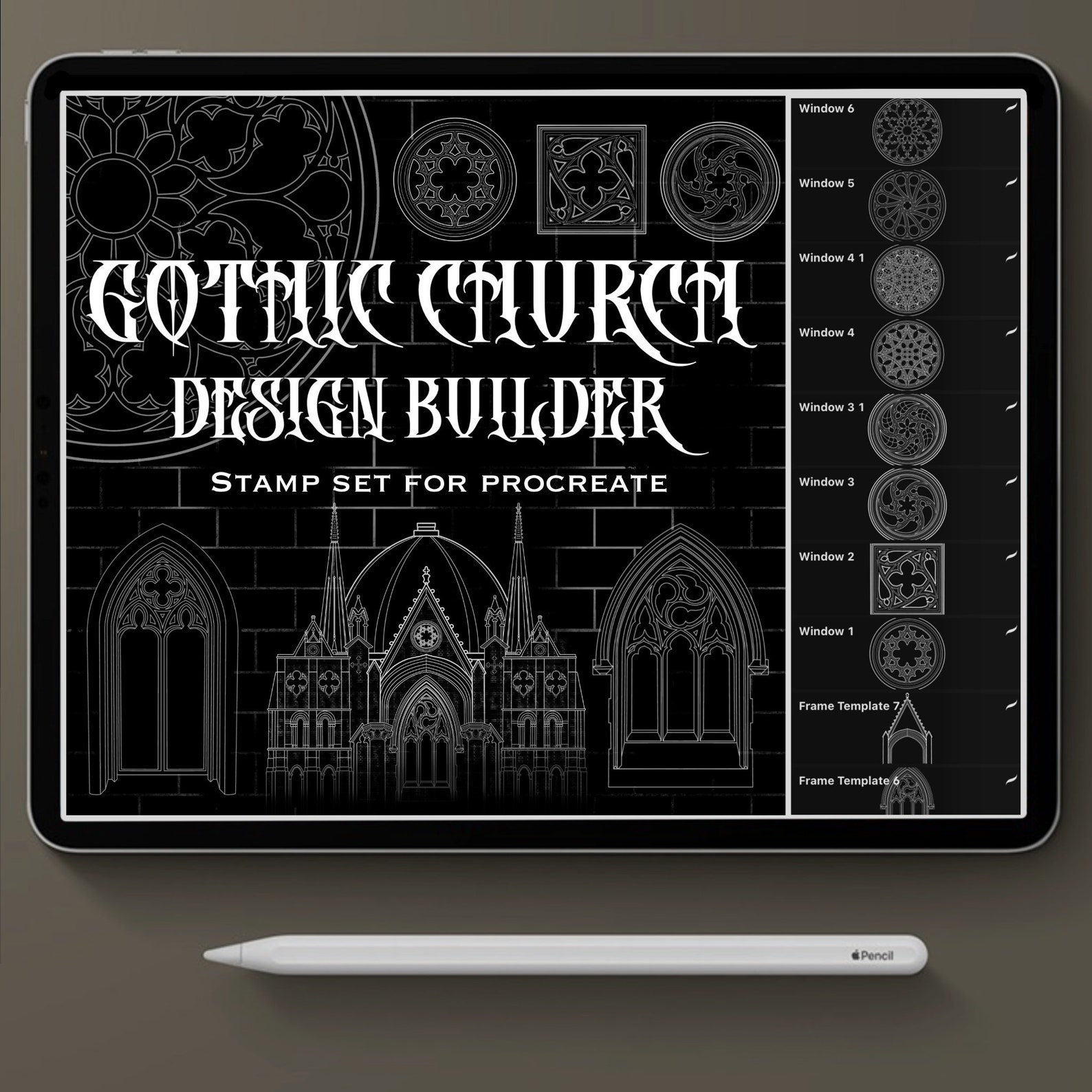 Procreate Tattoo Gothic Church Stamp Set for Procreate - Etsy
