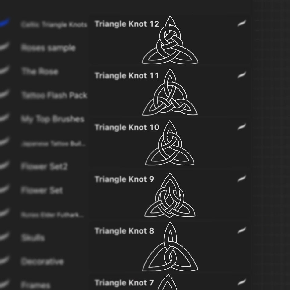 Procreate Tattoo Brush Set 58 Celtic Triangle Knots Stamps | Etsy