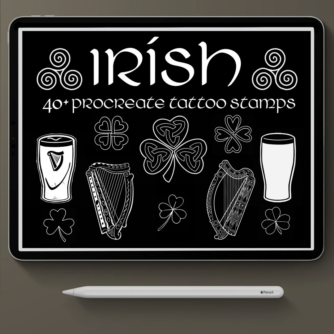Procreate Tattoo Brush Set, 40+ Irish Tattoo Design Stamps for ...