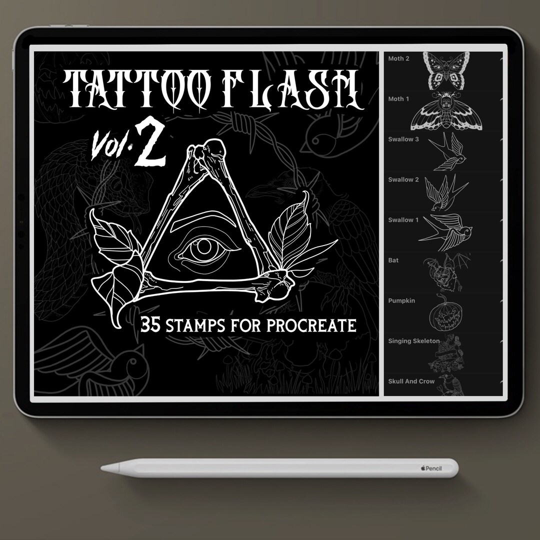 Procreate Tattoo Flash Design Stamp Set For Procreate Etsy