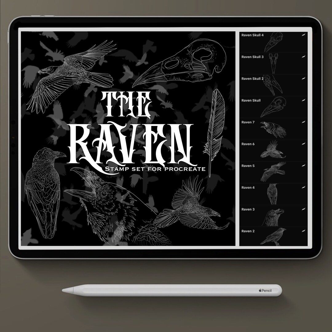 Procreate Tattoo, the Raven, Stamp Set for Procreate - Etsy