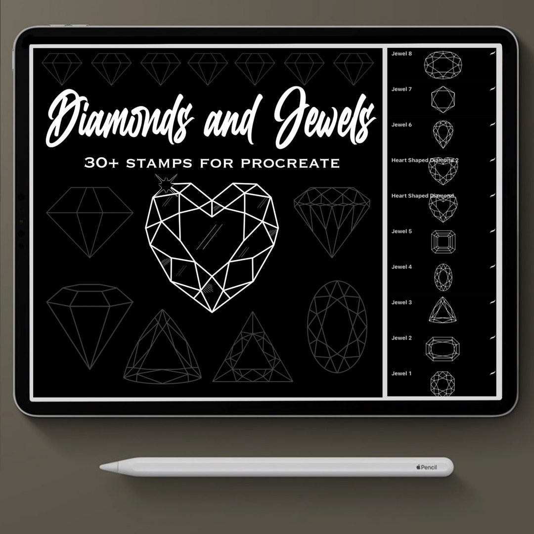 Procreate Tattoo, Diamond and Jewel, Stamp Set for Procreate - Etsy