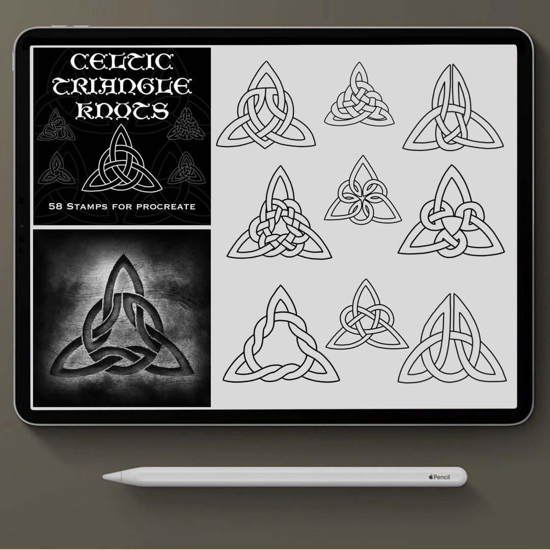 Procreate Tattoo Brush Set, 58 Celtic Triangle Knots, Stamps for ...