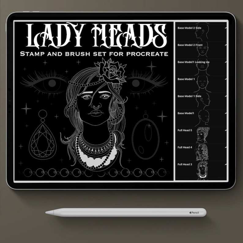 Procreate Tattoo,lady Head, Brush, and Stamp Set for Procreate - Etsy