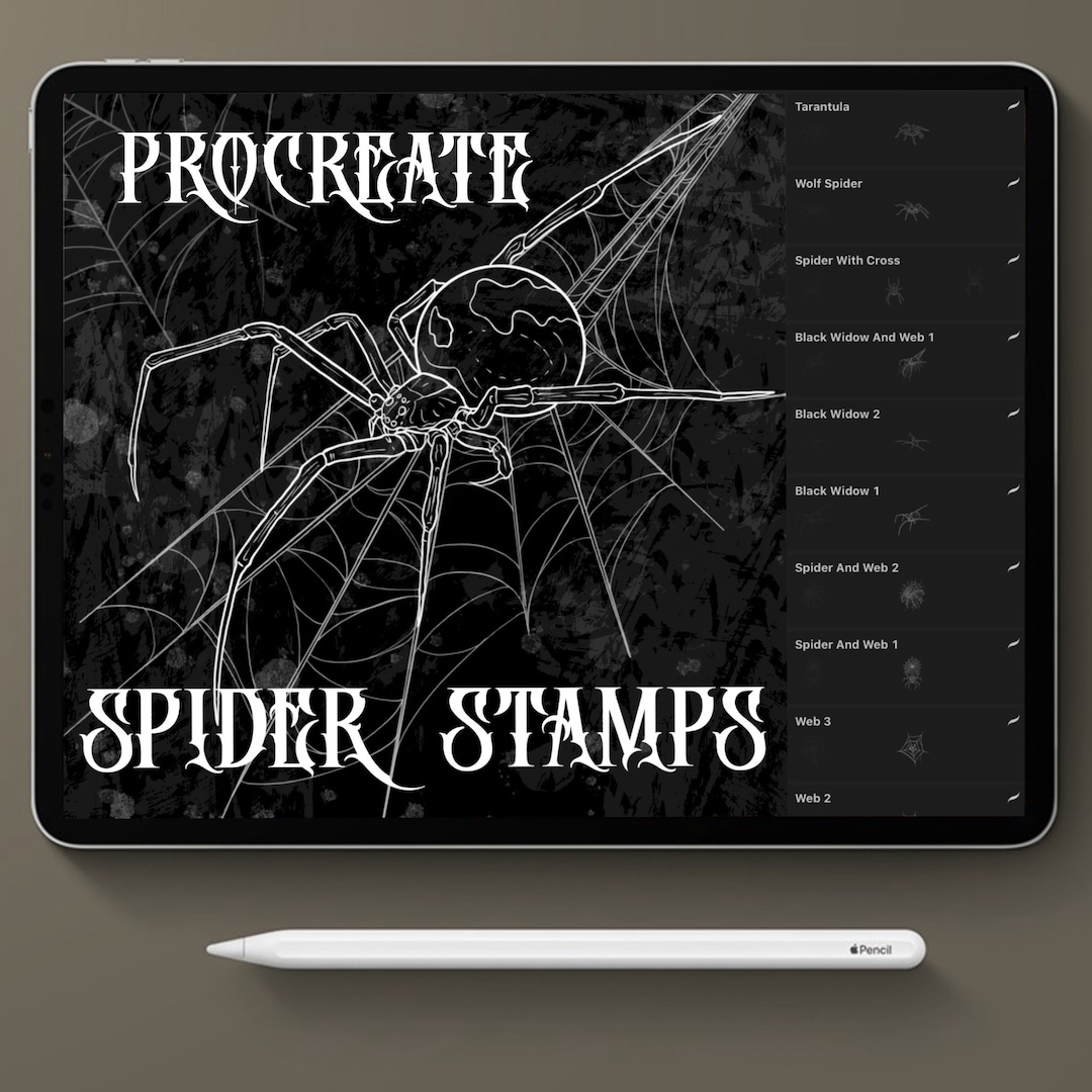 Spider and Web Procreate Stamps - Etsy