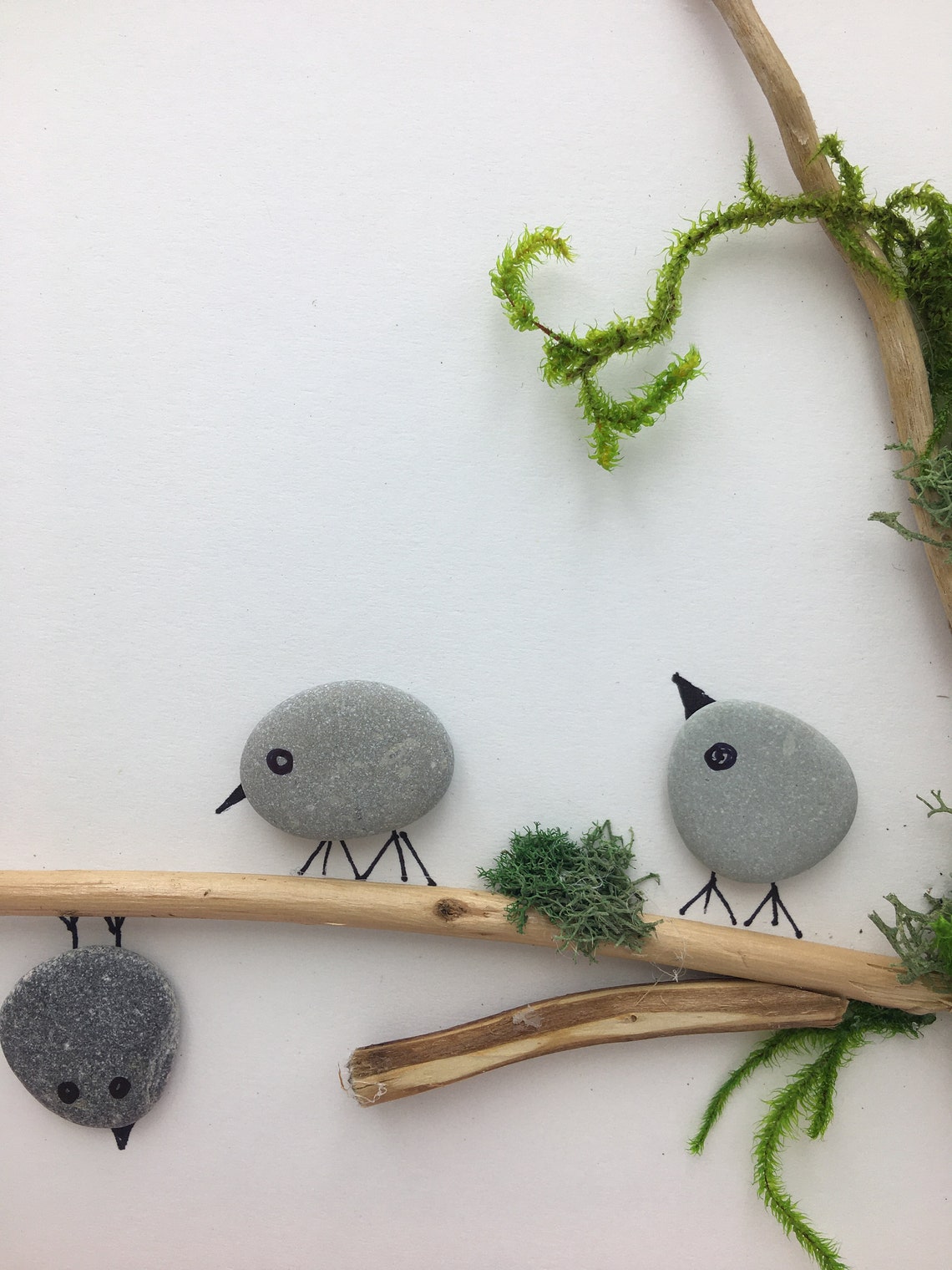 Pebble Art Birds, Five Birds, Birds Pebble Art, Open Shadow Box Frame ...