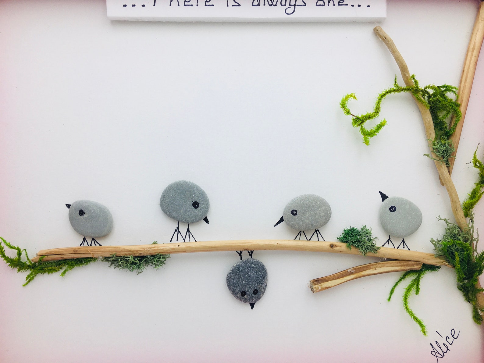 Pebble Art Birds, Five Birds, Birds Pebble Art, Open Shadow Box Frame ...