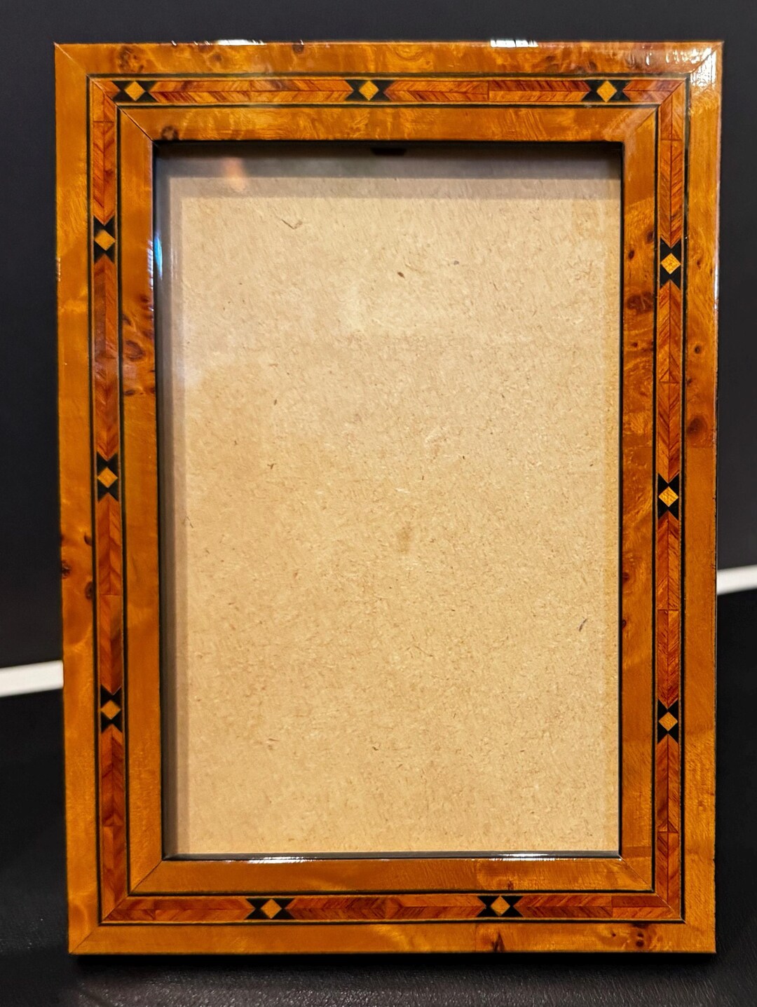 Two Toned Brown Wood Frames With Inlaid Wood Pattern - Etsy