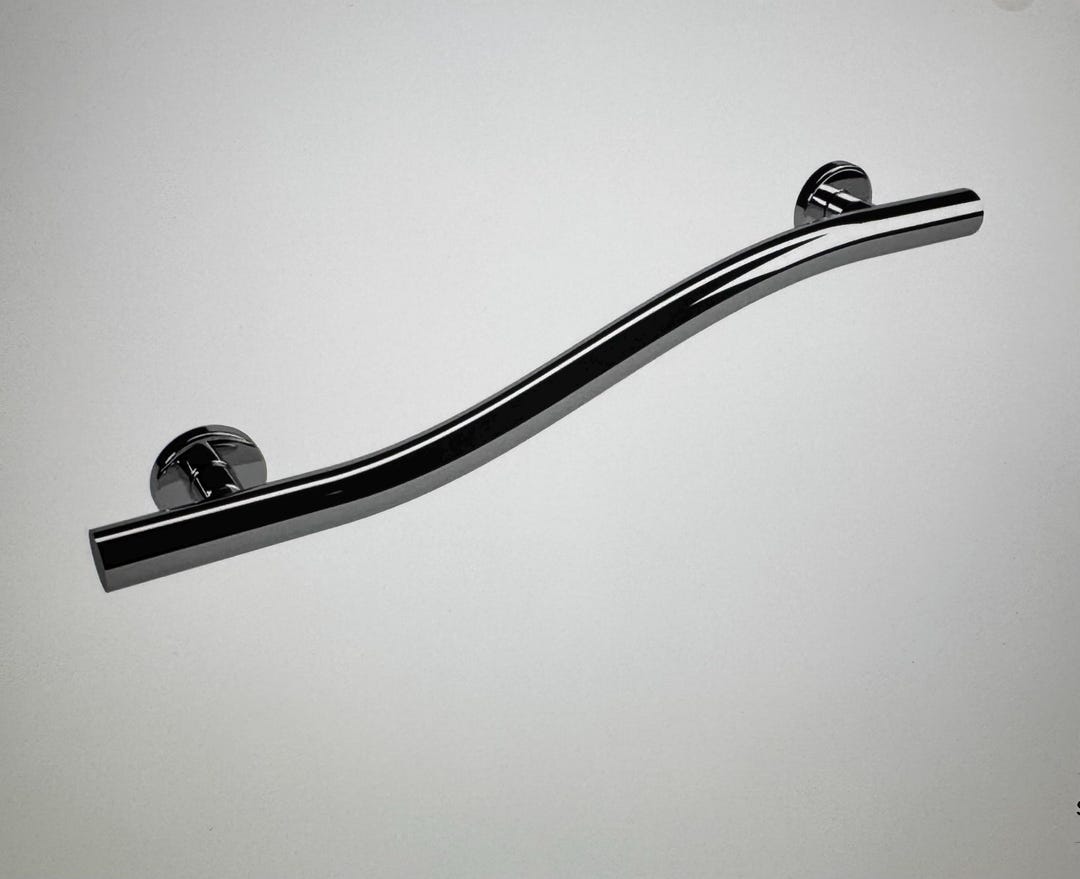 Set of Two Wave Designer Grab Bars for Bathroom - Etsy