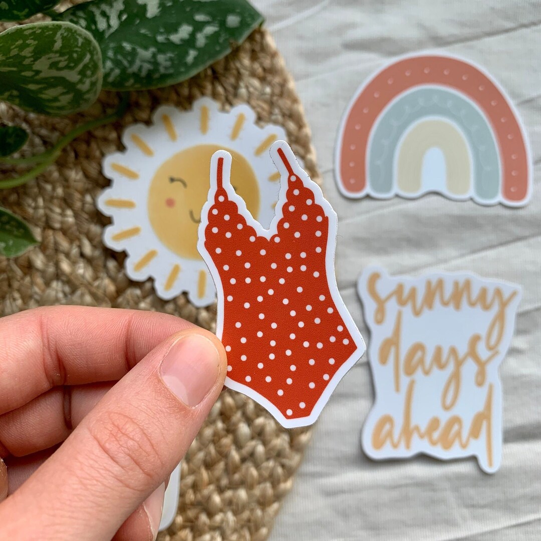 Sticker Swimsuit With Dots Summer Stickers Waterproof Vinyl Sticker 6cm ...