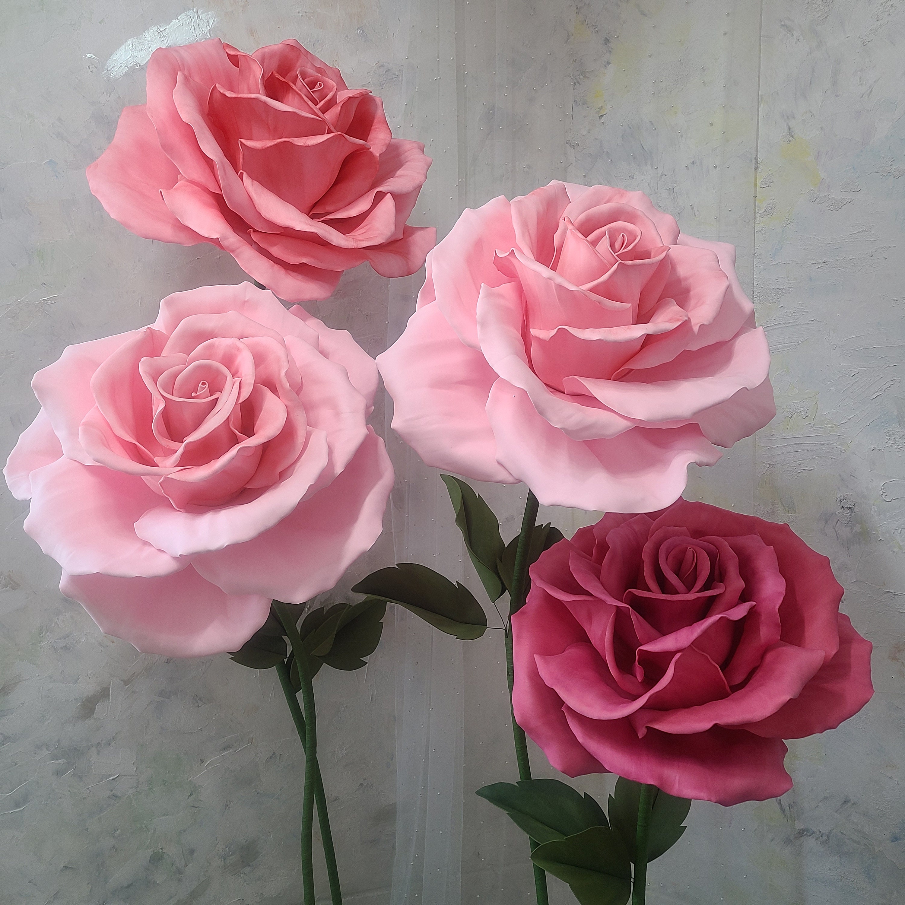 Giant Foam Roses Flower on Metal Stand, Huge Flower for Shop Window ...