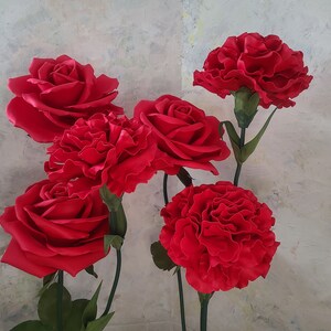 Flower Set of 3 Giant Foam Carnations on Metal Stand, Mother's Day ...