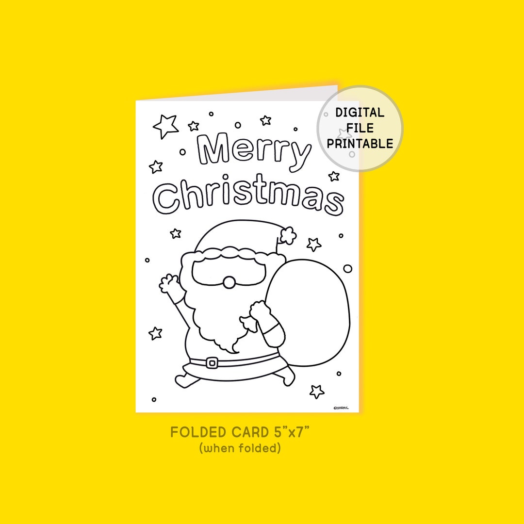 PRINTABLE Santa Card.merry Christmas Color in Greetings Card. Activity ...