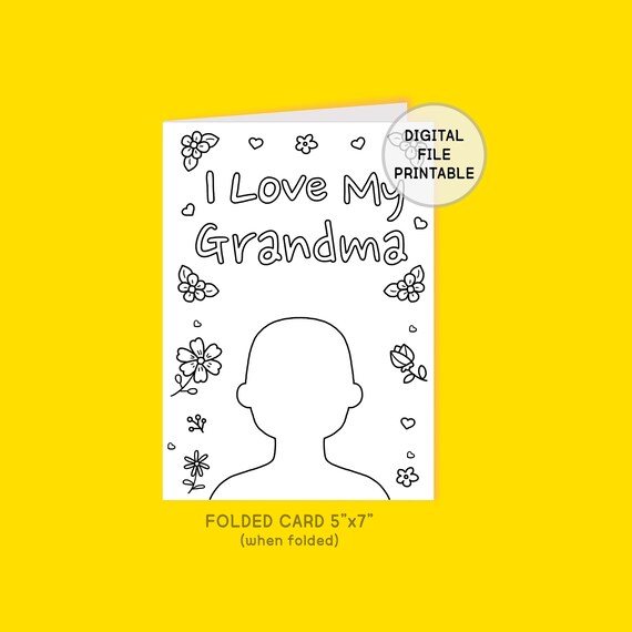 Printable Happy Birthday Grandma Printable Coloring Card Etsy