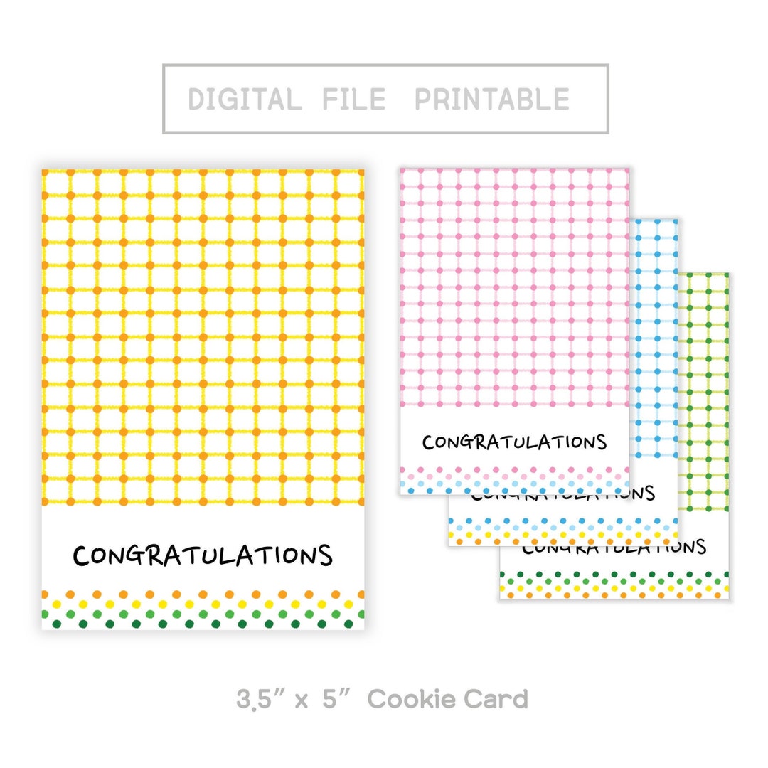 Congratulations,cookie Packaging Card, 3.5" X 5" Cookie Card, Gift Card ...