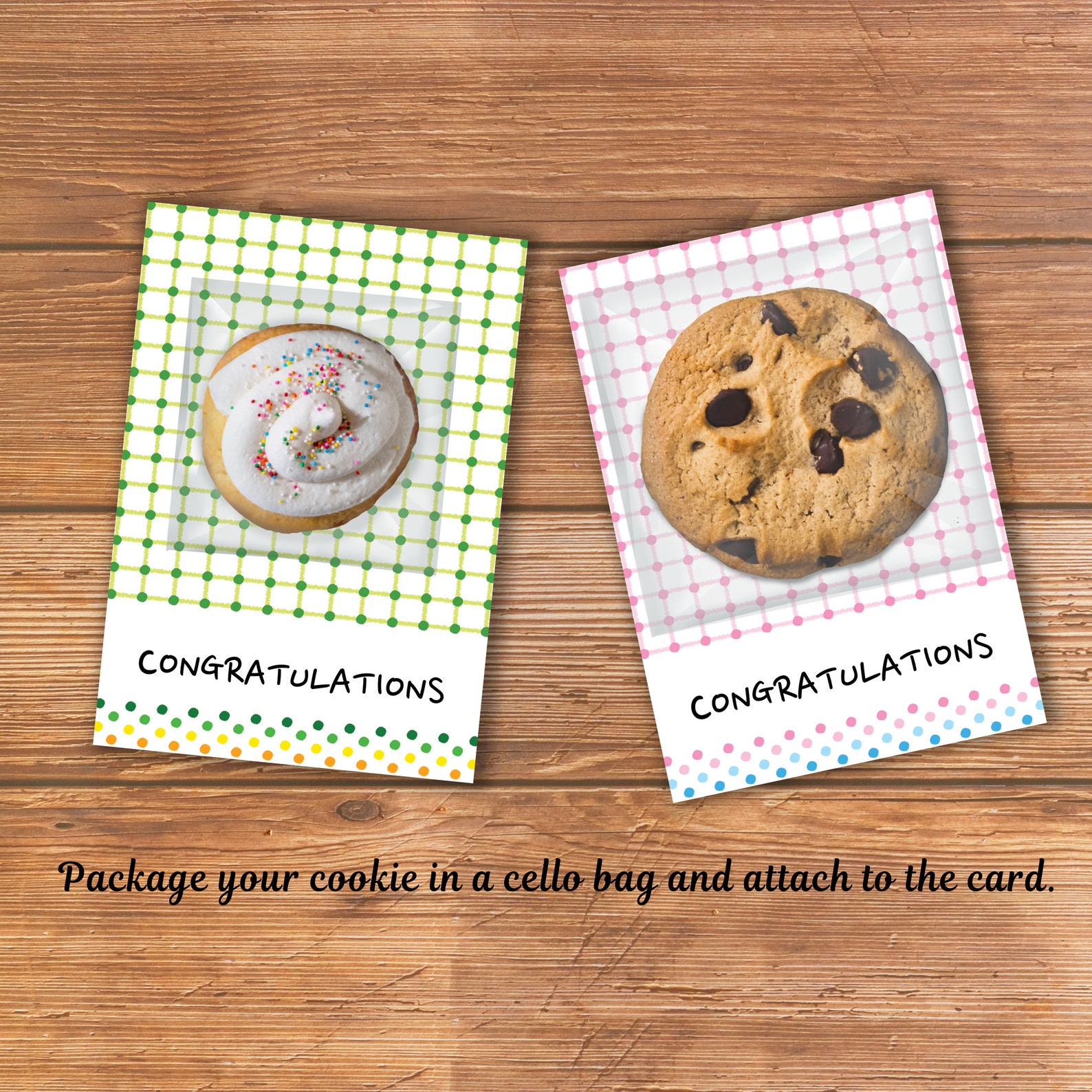 Congratulations,cookie Packaging Card, 3.5" X 5" Cookie Card, Gift Card ...