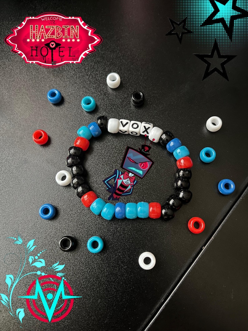 Vox Kandi Bracelet (hazbin Hotel) • Red • Black • Blue • White - Etsy