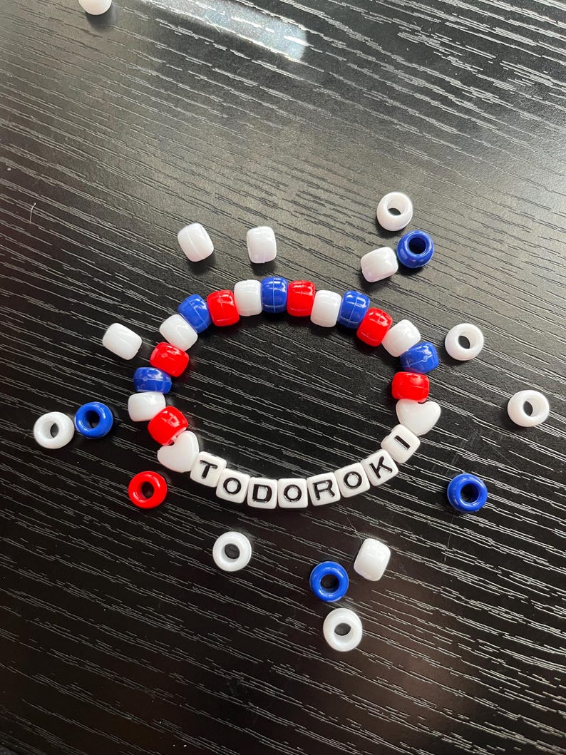 Kandi Shoto Todoroki Beaded Bracelet • Blue • Red • White • - Etsy