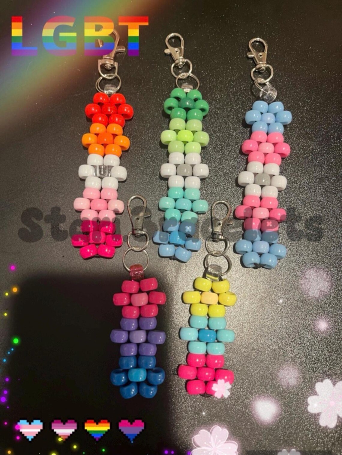 Pride Kandi Flower Keychain - Etsy