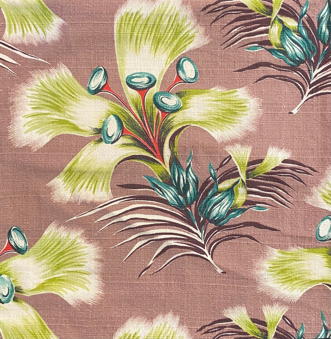 Vintage Barkcloth Tropical Fabric Remnant 19" X 19" - Etsy