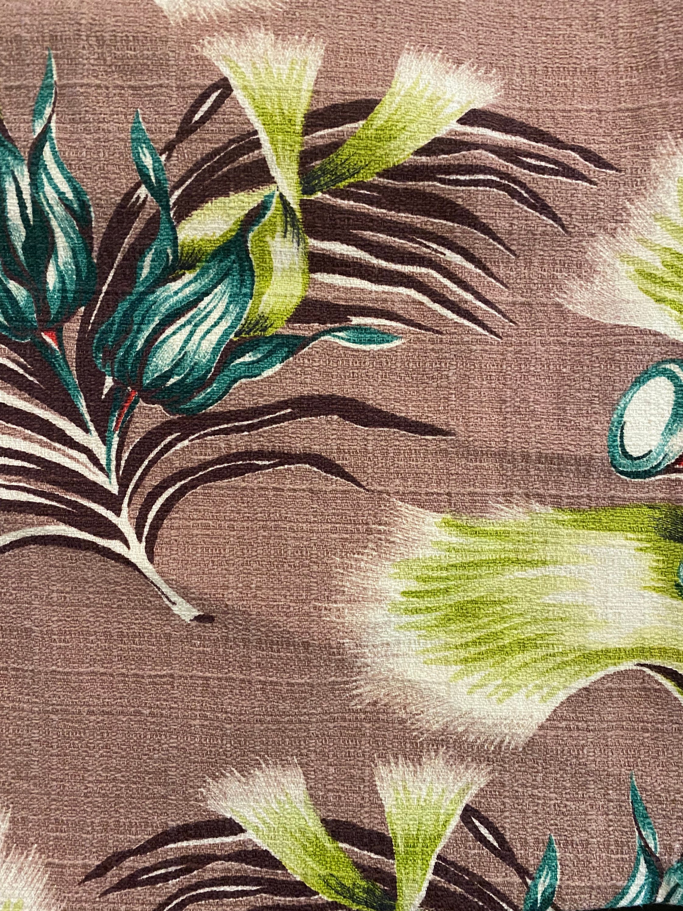 Vintage Barkcloth Tropical Fabric Remnant 19" X 19" - Etsy