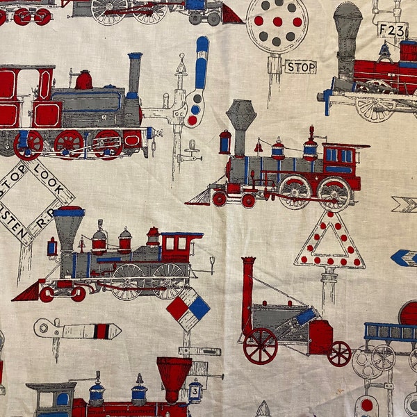 Locomotives Cotton Fabric - Etsy