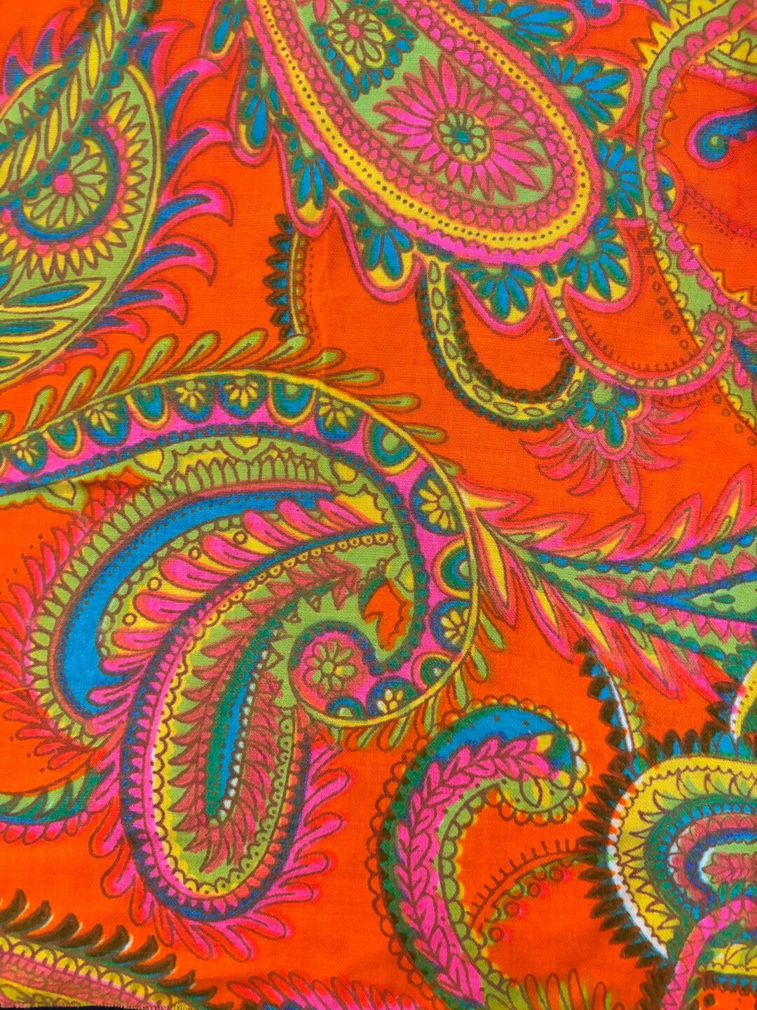 Vintage 1960’s Orange Paisley Fabric Remnants. Craft Quilt - Etsy