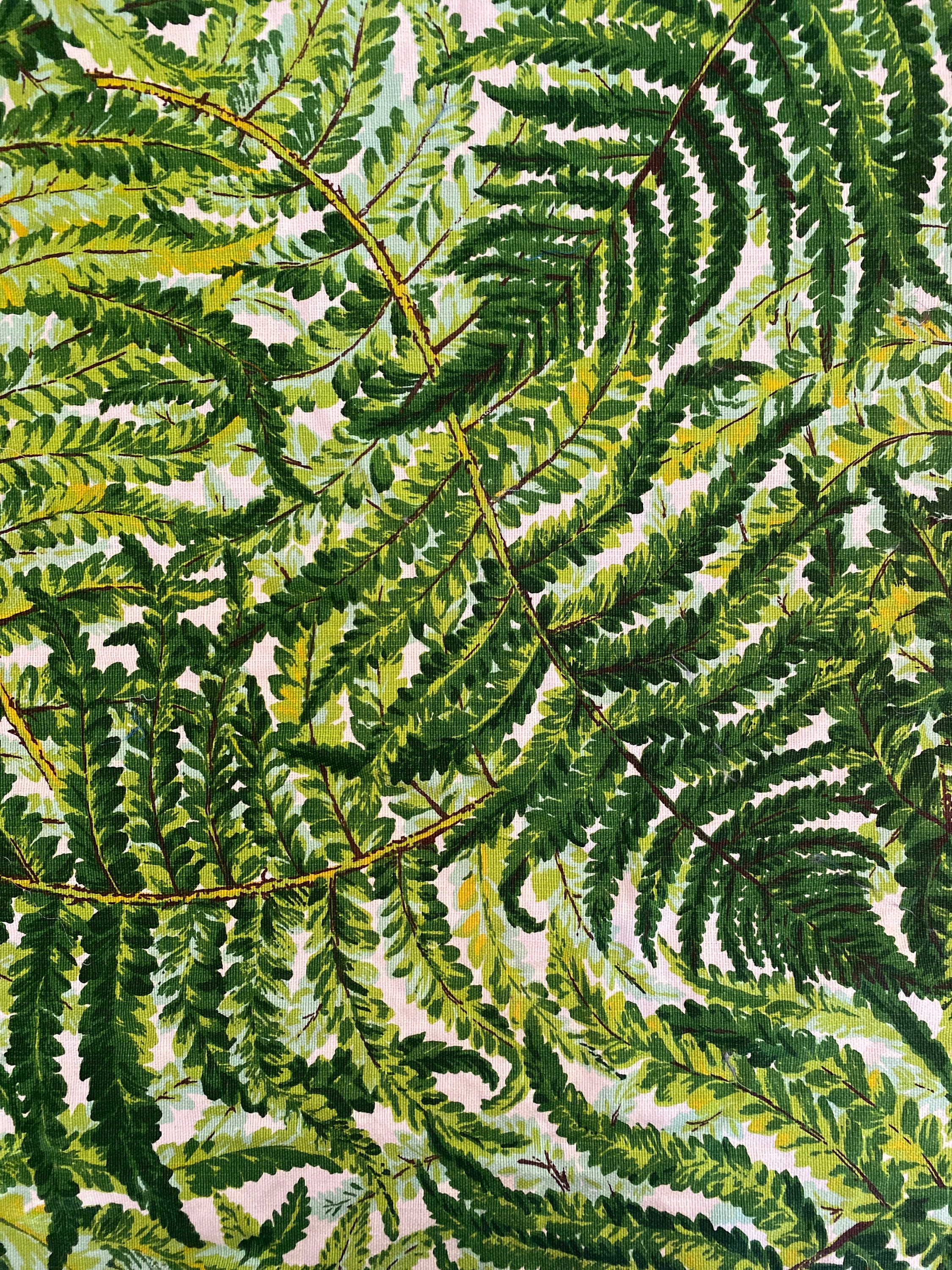 Vintage Fern Print Fabric Remnant. - Etsy