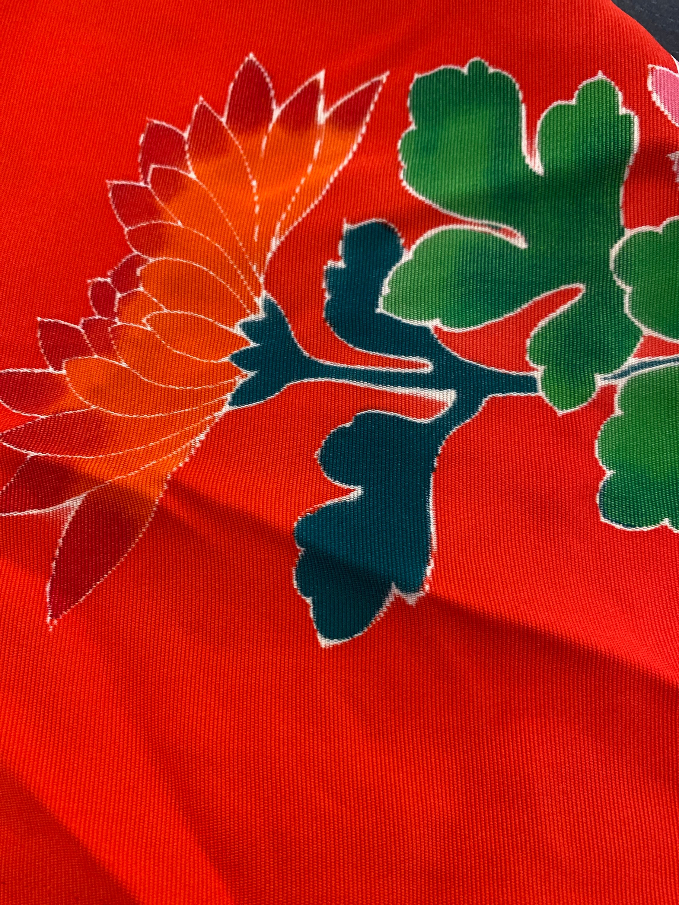 2 Vintage Asian Japanese Fabric Pieces. 13 X 27 Red With Gold Overlay ...