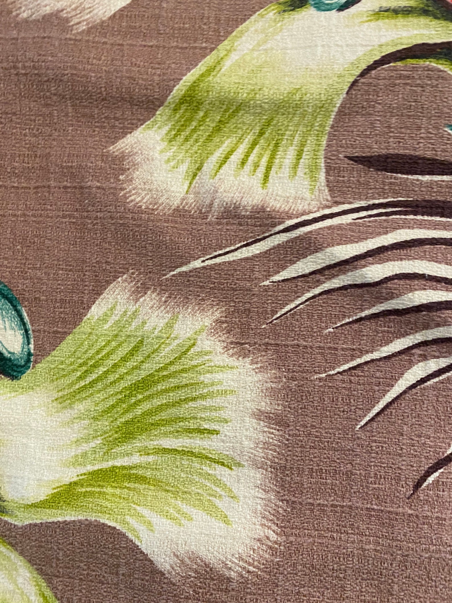 Vintage Barkcloth Tropical Fabric Remnant 19