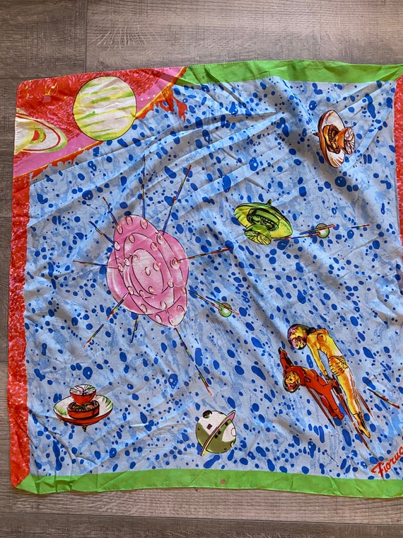 Vintage Fiorucci Spaceman Outer Space Scarf 25 X 25 - Etsy