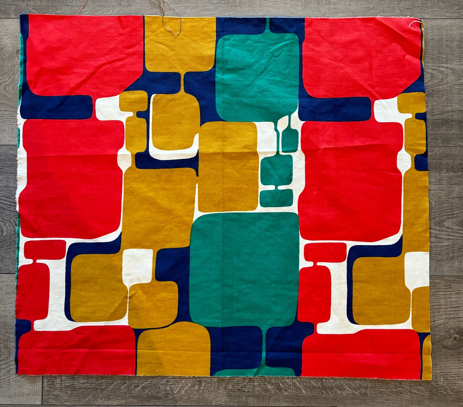 1970’s Abstract Mod Block Print Cotton Canvas Fabric Remnant - Etsy