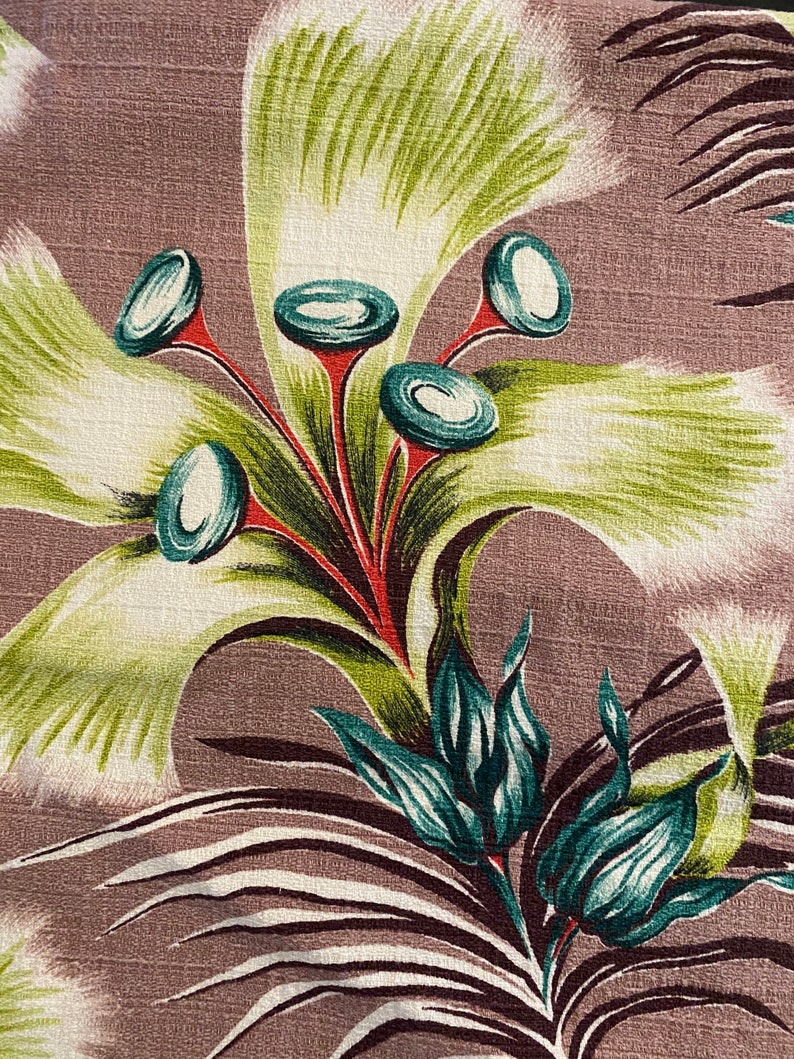 Vintage Barkcloth Tropical Fabric Remnant 19" X 19" - Etsy